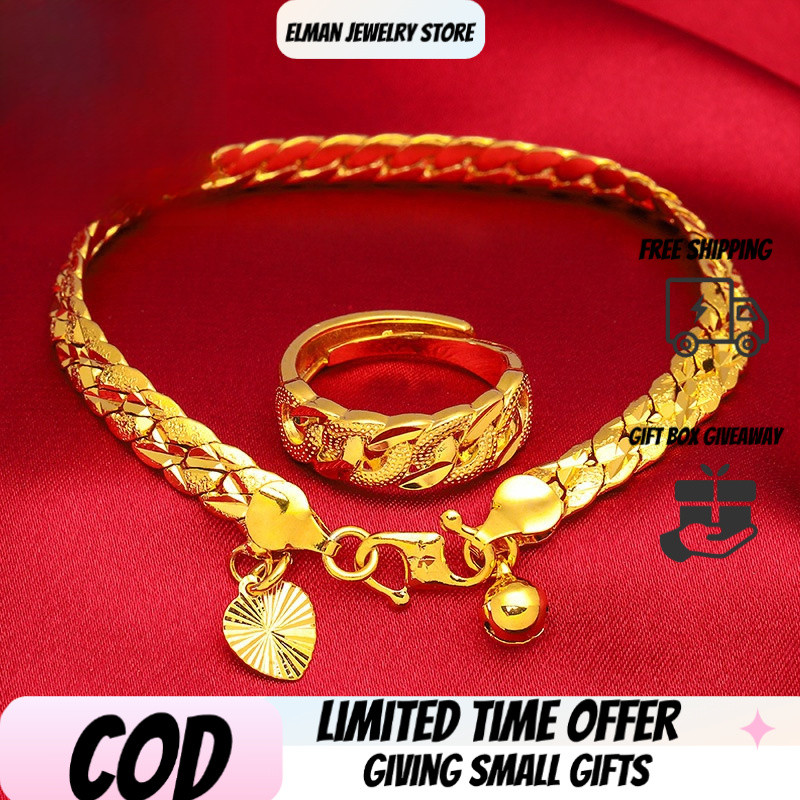 (Fast Shipping)Original 18K Saudi gold Fashion Vietnam Sand Gold fried ...