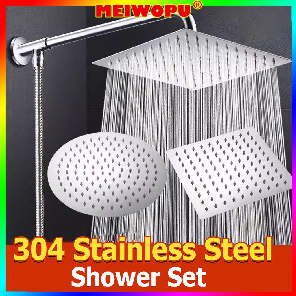 304 Stainless Steel Shower Head Top Spray Pressurized Bathroom Single ...