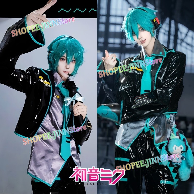 -JINN-Hatsune Miku Cosplay Costume MIKU/MIKUO Cosplay Black Leather ...