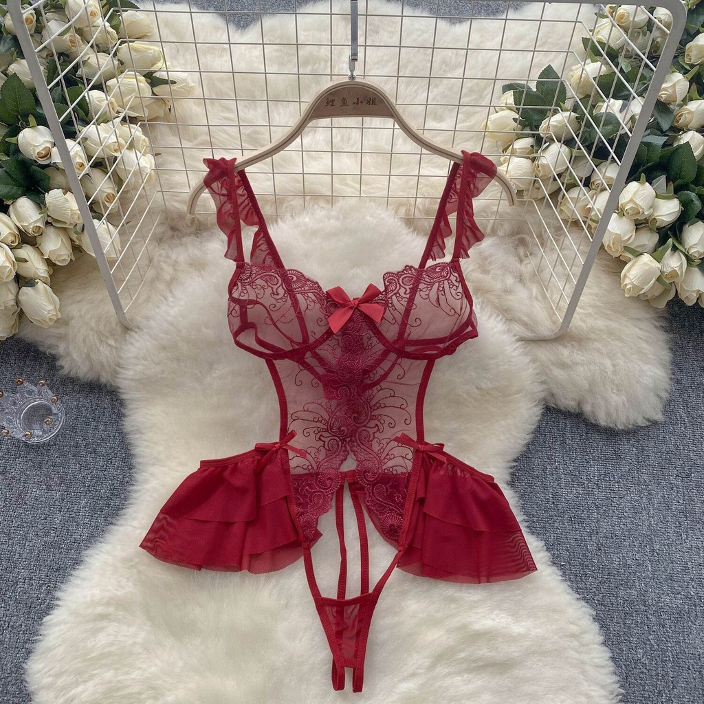 2025 New Style Sling One-Piece Inner Suit Romantic Pajamas Gauze See ...