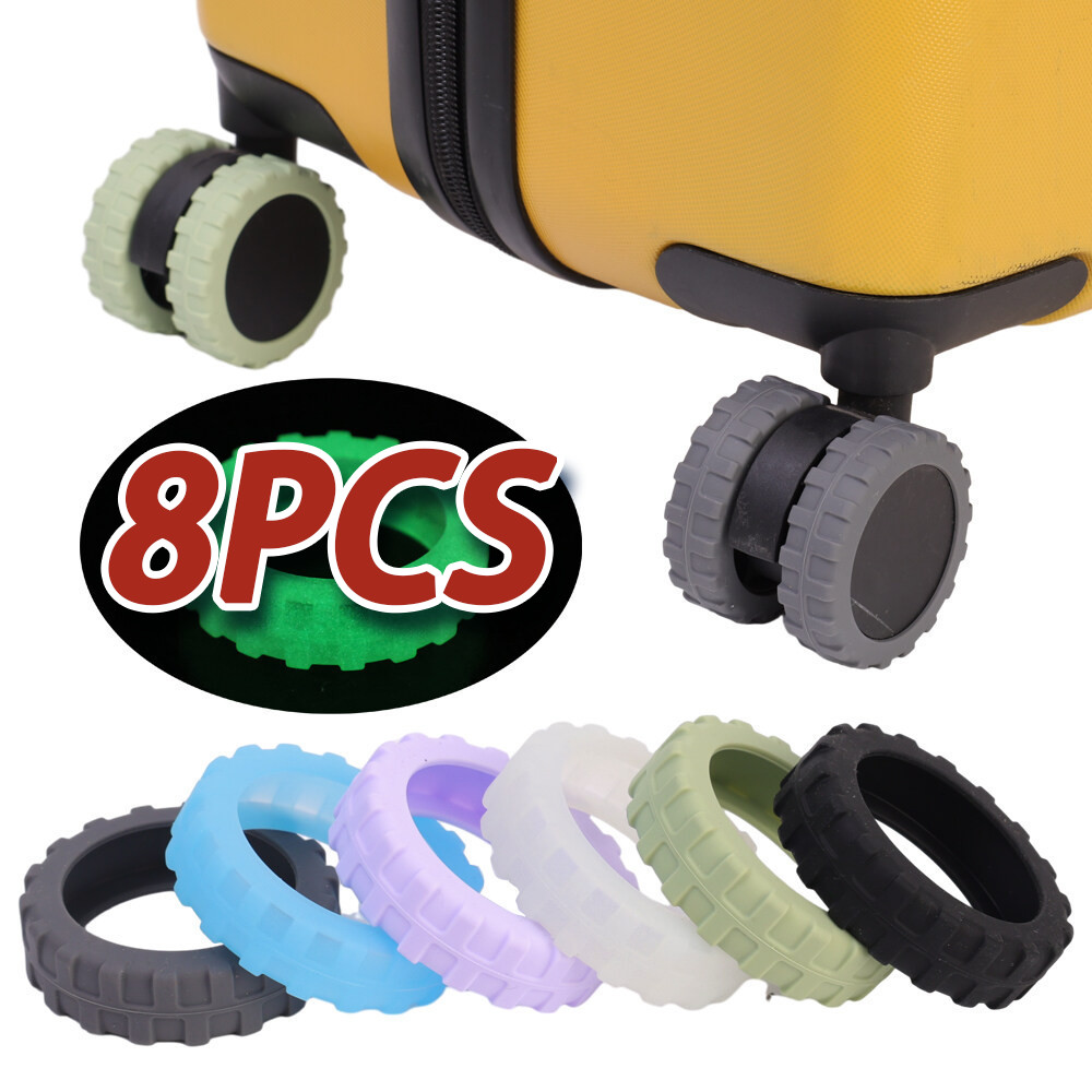 8PCS Luggage Wheel Cover Universal Silicone Protection Travel Luggage ...