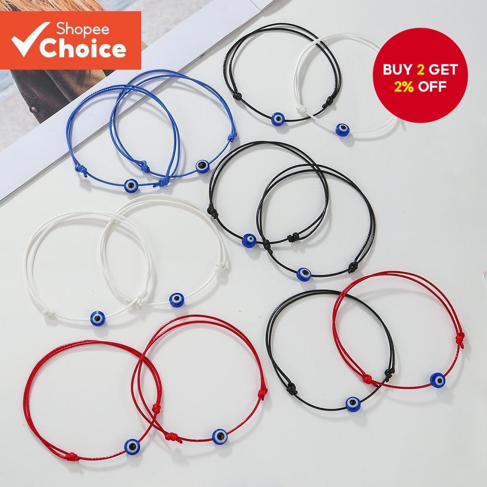 Bohemian Evil Eye Bracelet Set Handmade Colorful Rope Couple Friendship ...