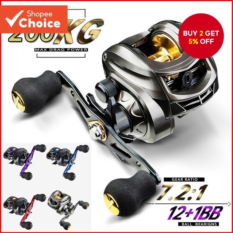 NEW UP 200kg Max Drag Fishing Reel AK2000, 7.2:1 High Speed Baitcasting Reel with Magnetic Brake ...
