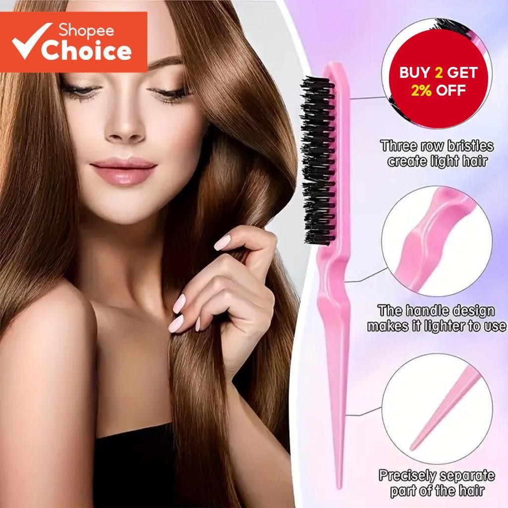Hairdressing Three Row Curling Comb Fluffy Bristle Nylon Curling Comb ...