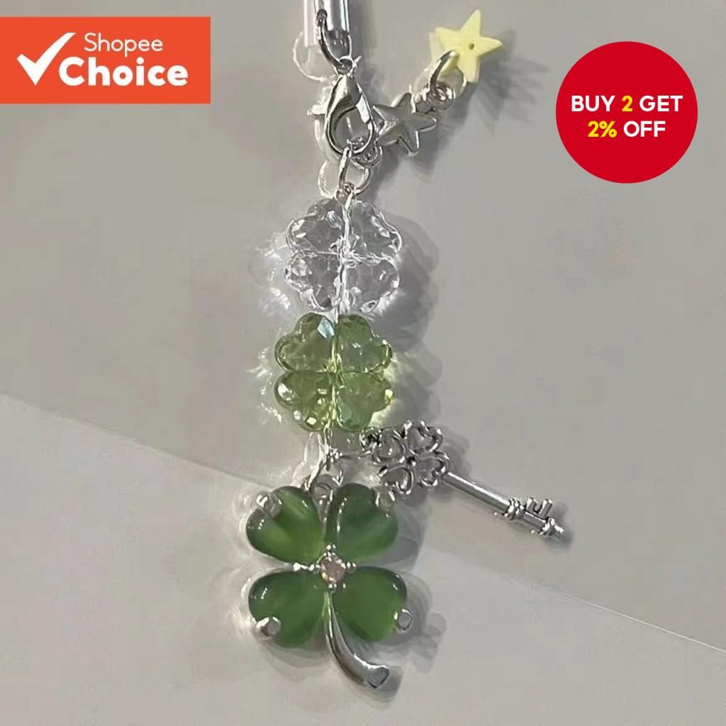 Handmade Lucky Clover Phone Chain Key Chain Bag Decoration | Shopee ...