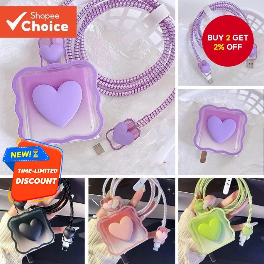 Heart-shaped Wave Charger Protector USB Type C Cable Protector ...