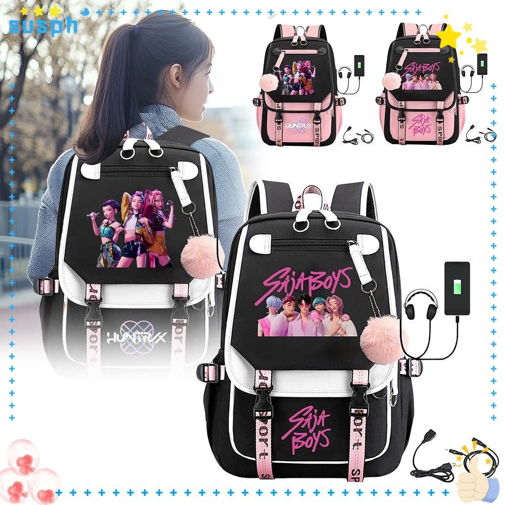 SUSPH KPop Demon Hunters Backpacks, Cloth Cartoon Saja Boys Backpacks ...
