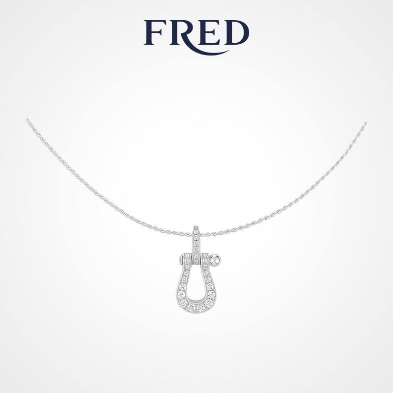 FRED Force 10 Series 18K White Gold Full Diamond Pendant Necklace ...