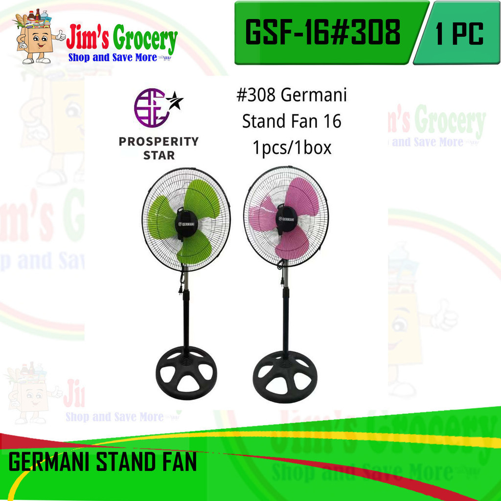 HIGH QUALITY GERMANI STAND FAN 3 BLADE RANDOM COLOR 16inch | Shopee ...