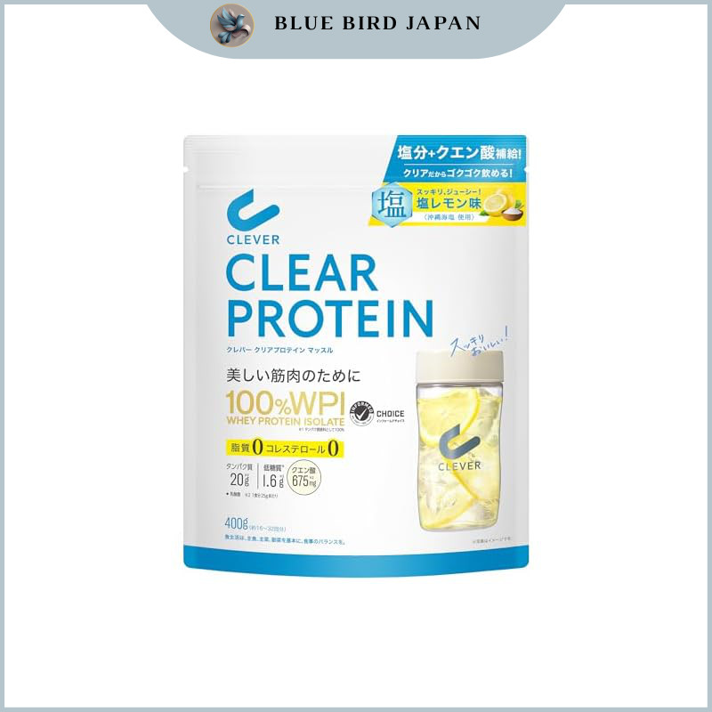 Clever Clear Whey Protein [WPI100%] Muscle Salt Lemon Flavor 400g [Zero Fat and Zero Cholesterol ...