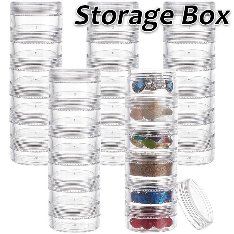 Plastic Clear Round Stackable Storage Containers / Small Art Craft ...