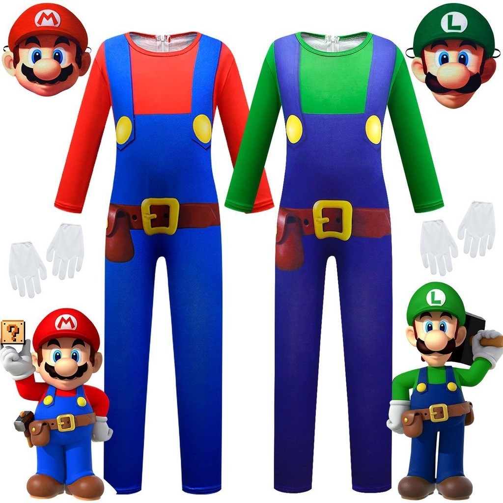Children One Piece cosplay Mario Boys Girls One Piece Romper Halloween ...