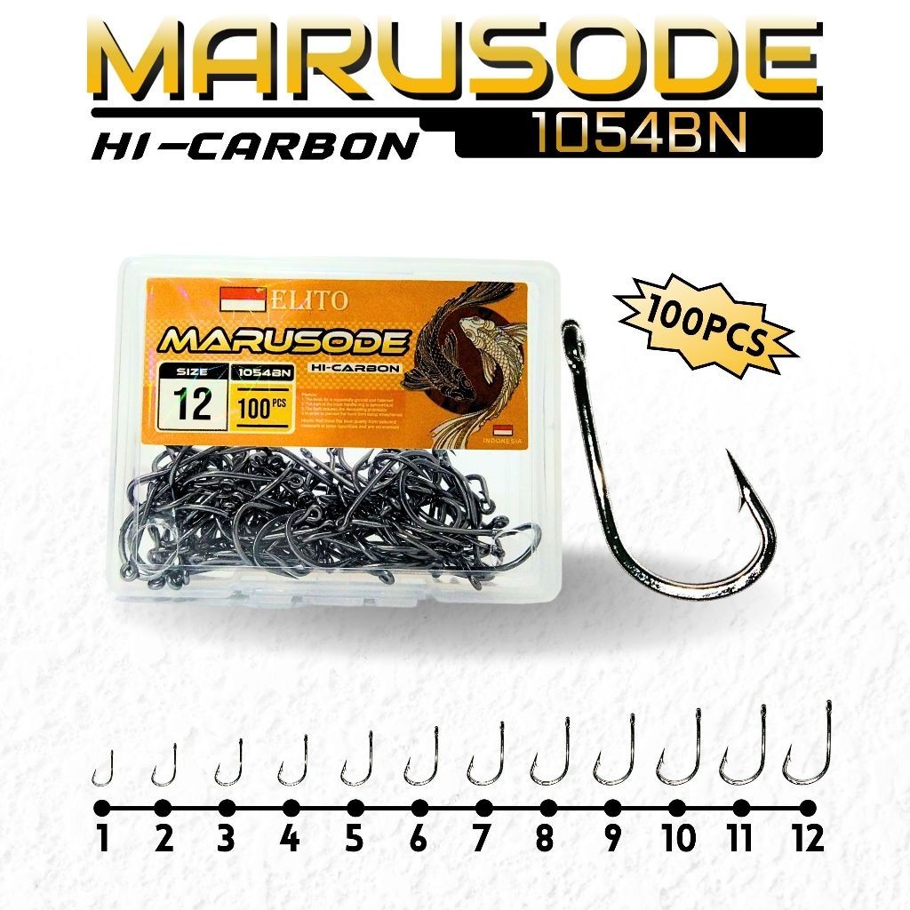 Hook Marusode ELITO Hi-Carbon 1054 fishing Hook Sode Box Size 1 2 3 4 5 ...