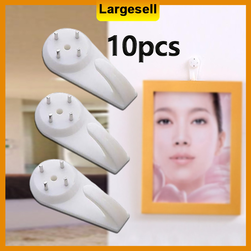 10Pcs Seamless Wall Nail Hook Home Decor Plastic Invisible Wall Mount ...
