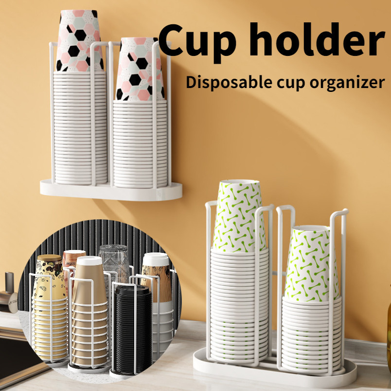 Desktop Storage Rack Kitchen Organizer Cups Dispenser Space Saver ...