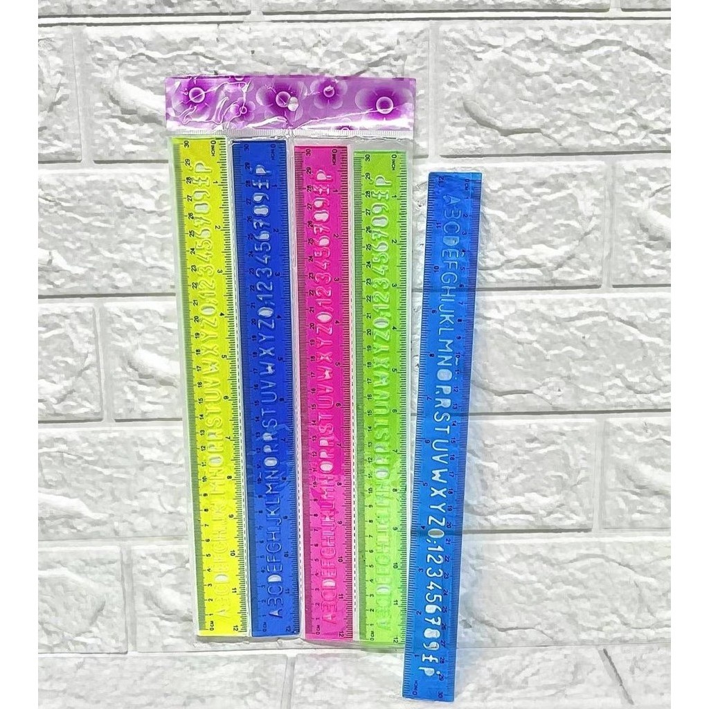 ruler 4 in1 30cm letters color transparent plastic student measuring ...