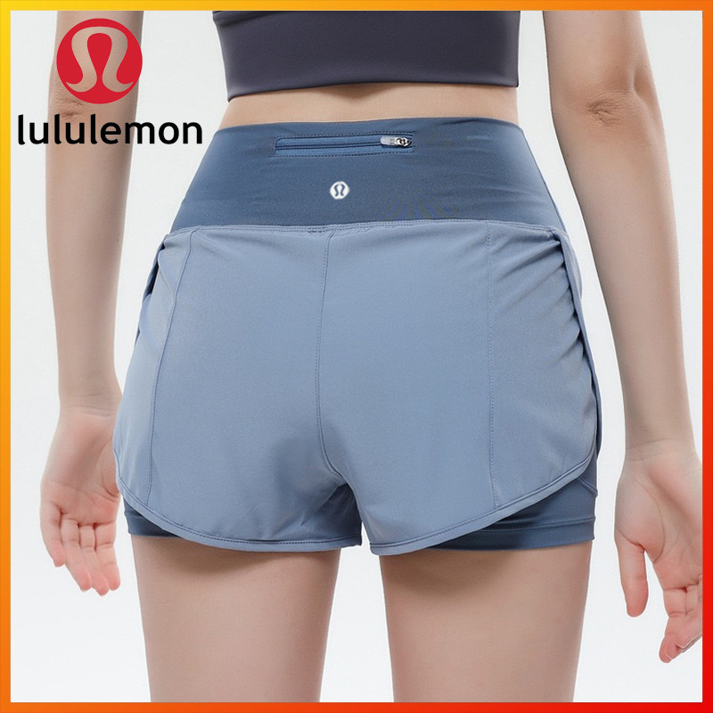 Lululemon Anti-slip fake two-piece sports short summer loose shorts ...