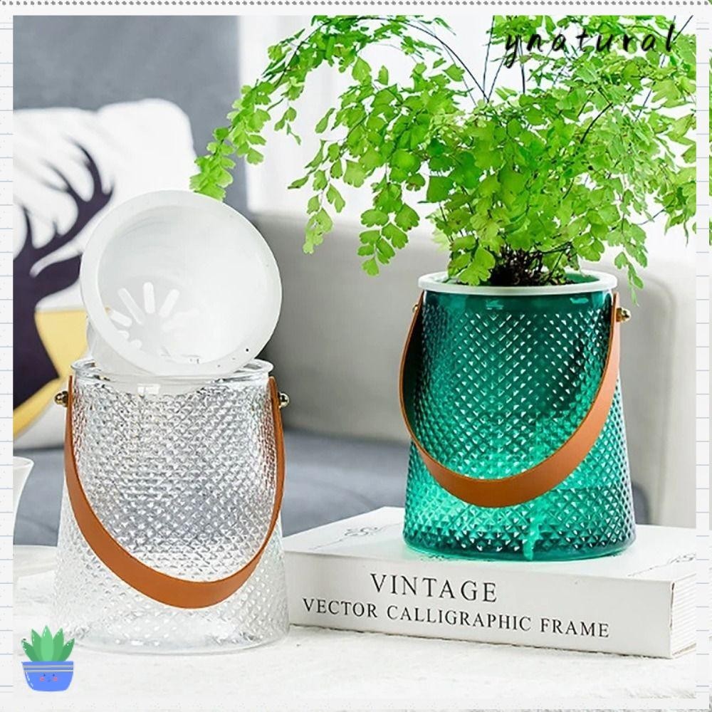 YNATURAL Lazy Plant Pot, with Handle Self Watering Hydroponic Planter ...
