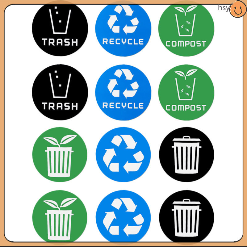 Trash Recycling Stickers Recycle Bin Decal Can Round Garbage Sorting ...