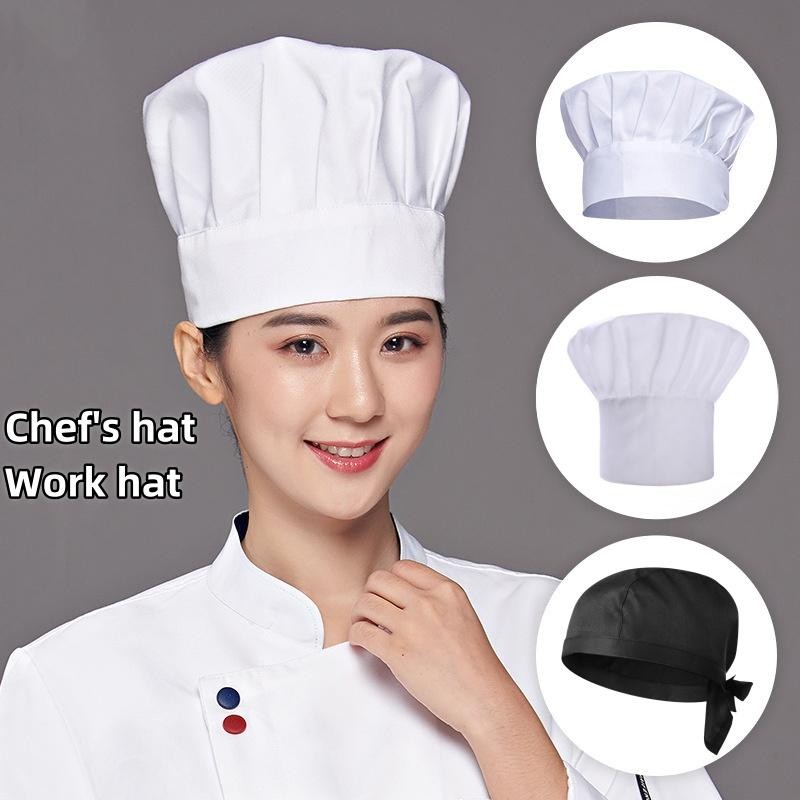 Black white Chef Hat for Men/Women Waiter Uniform Cap Bakery BBQ Grill ...