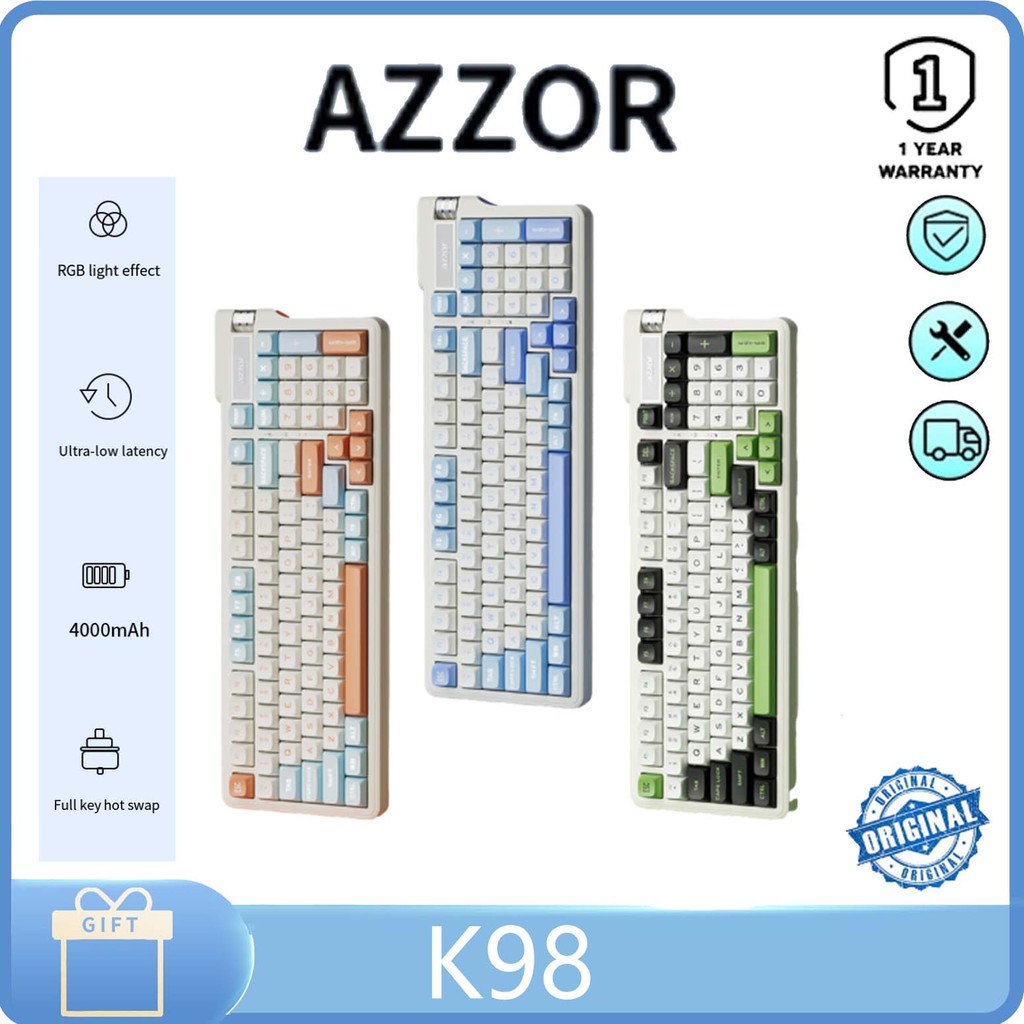 AZZOR K98 96-key RGB light effect custom mechanical keyboard Wireless three-mode Bluetooth ...
