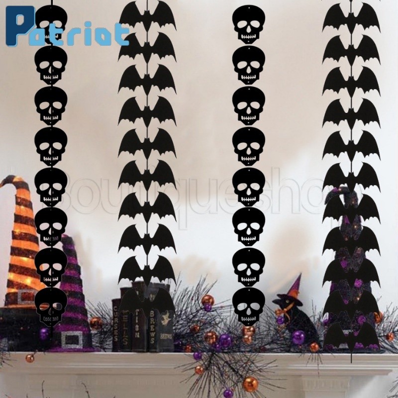 Halloween Party String Felt Banner / 12 Pcs Horror Ghost Black Bat ...