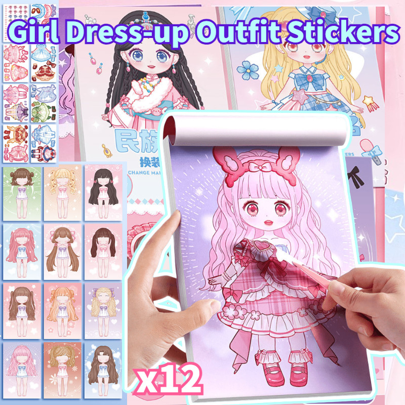 Girl Dress Up Stickers Little Girl Dress-up Outfit Early Education ...