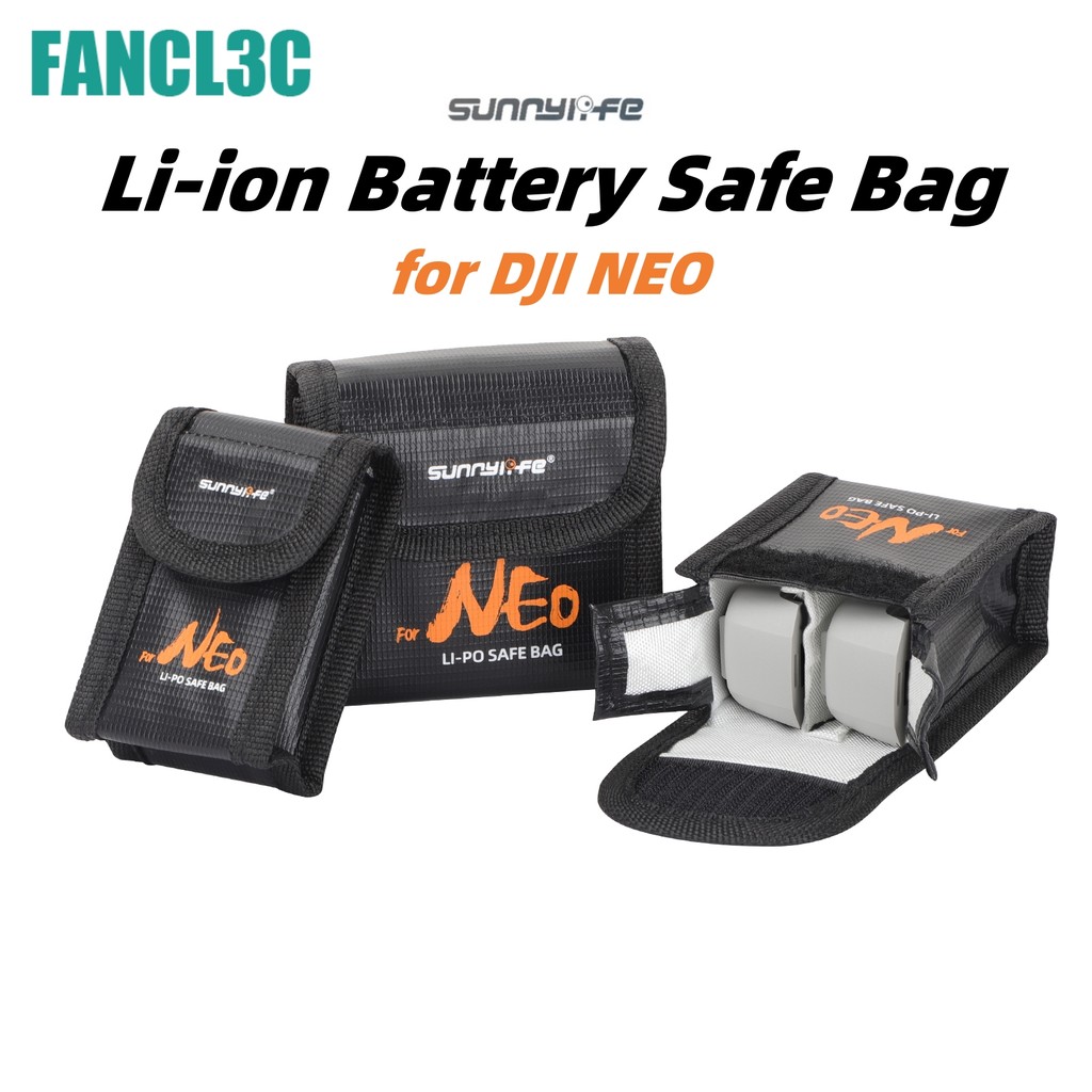 SUNNYLIFE Li-ion Battery Safe Bag for DJI NEO Mini FPV Drone, Fireproof ...