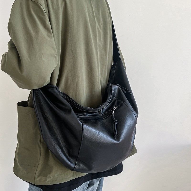 Shoulder Bag for Men Soft PU Leather Crossbody Bag Designer Dumpling ...