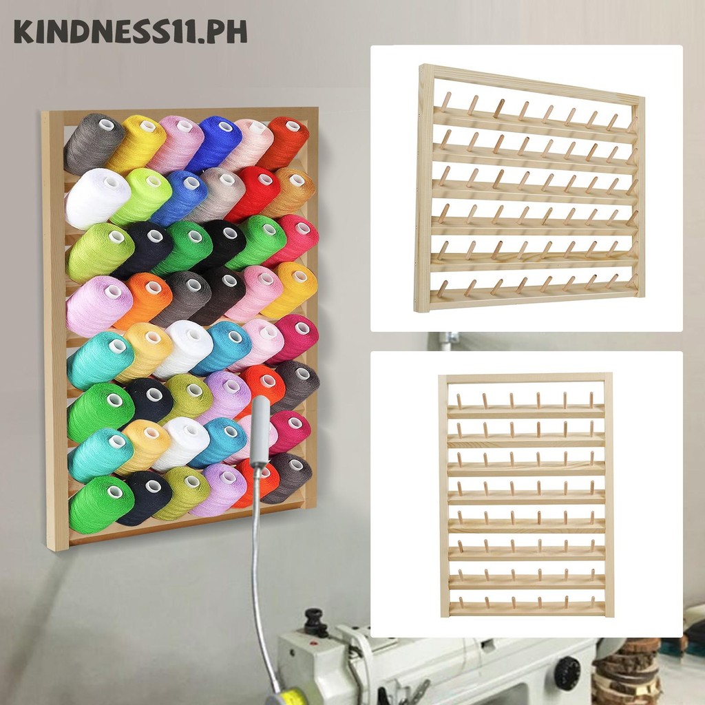 Wooden Thread Holder 48/54 Spool Wooden Thread Rack Wall Mounted Sewing ...