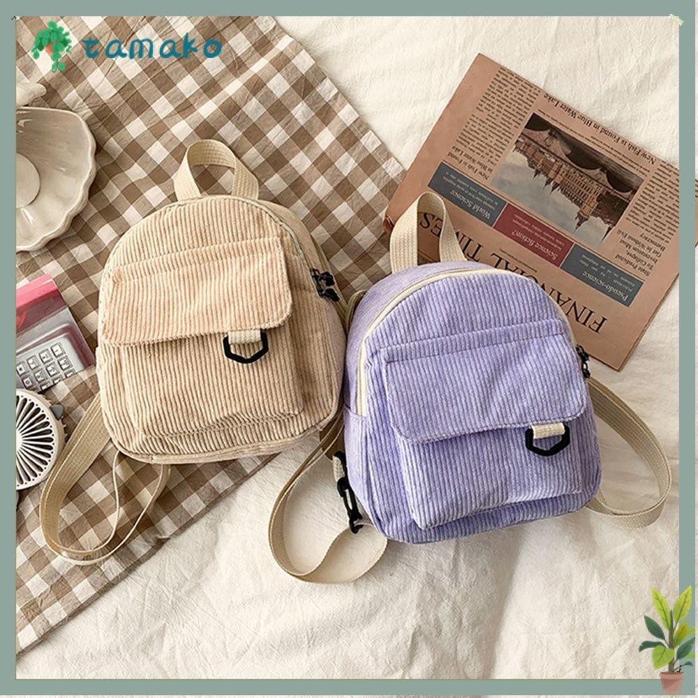 TAMAKO Mini Backpack Women Corduroy Simple Traveling Backpacks | Shopee ...