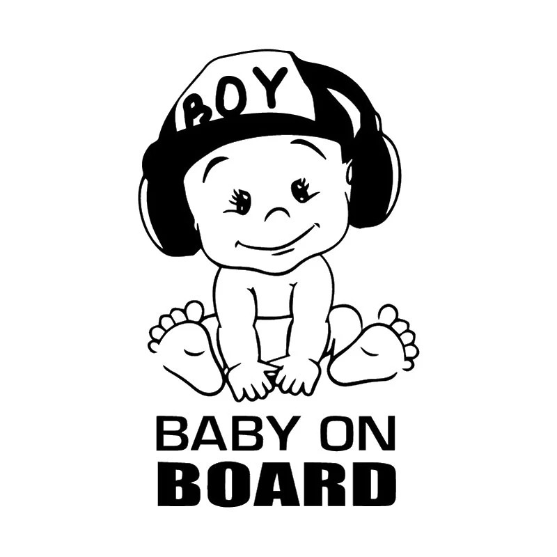 Boy Cartoon BABY ON BOARD Car Stickers Rear Windshield Window Glass ...