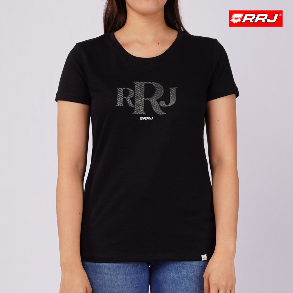 RRJ Ladies Basic Tees Regular Fitting Missed Lycra Fabric 146437 (Black ...