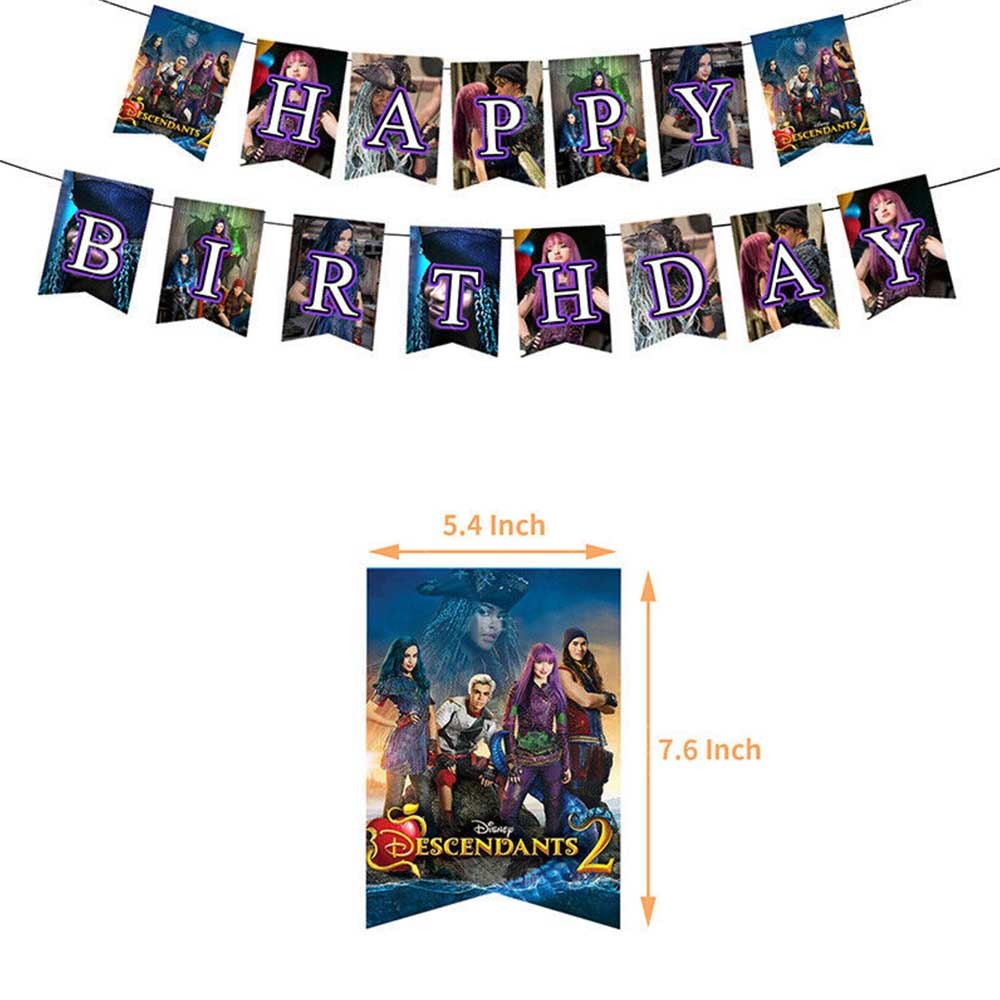 Descendants 2 Happy Birthday Decorations Banner Balloon Teen Kids Party ...