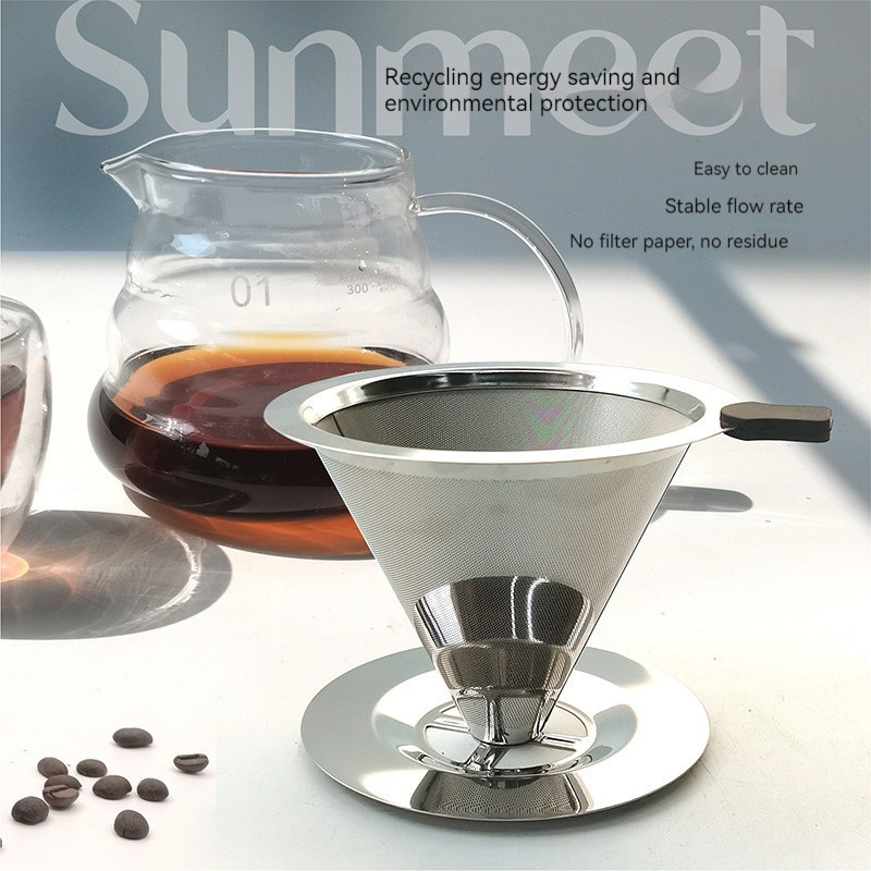 V60 Stainless Steel Filter Cup Hand-Brewed Coffee Filter Mesh Filter ...