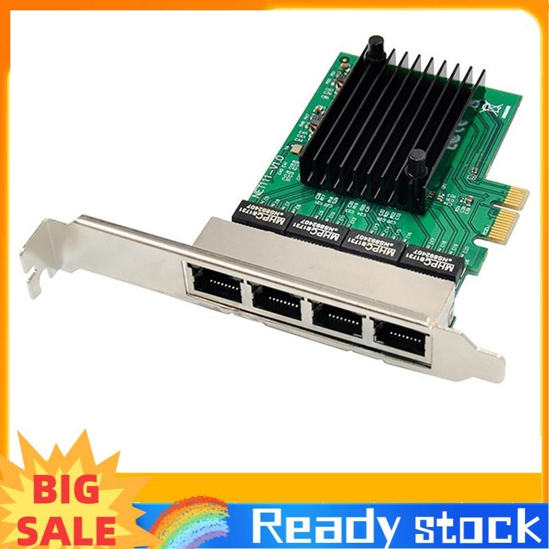 ready stockPci-E X1 Gigabit Network Card Pci-Express 4 Port Ethernet ...