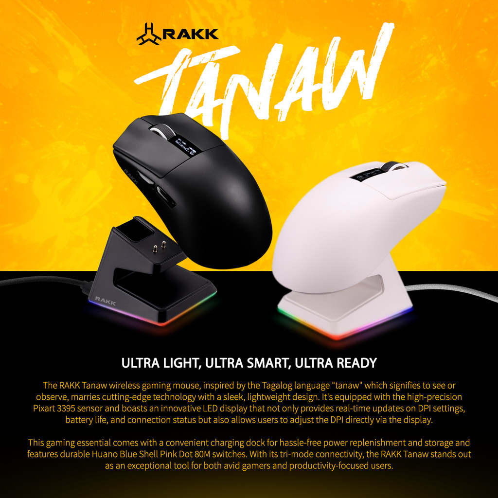 EasyPC | RAKK TANAW | TANAW 4K Polling Trimode PMW3395 Huano 80M OLED ...