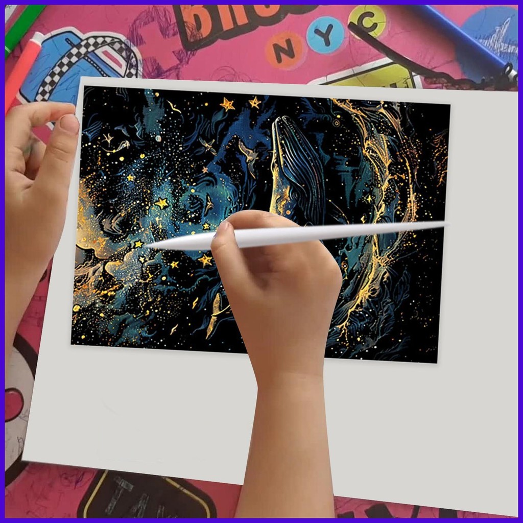 Scratching Art Paper for Adults Kids Glow In The Dark Scratch Painting ...