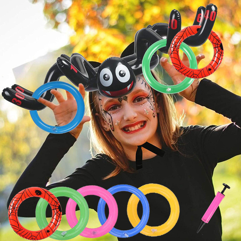 Halloween Ring Toss Games Inflatable Spiders Ring Witch's Hat Toss Game ...