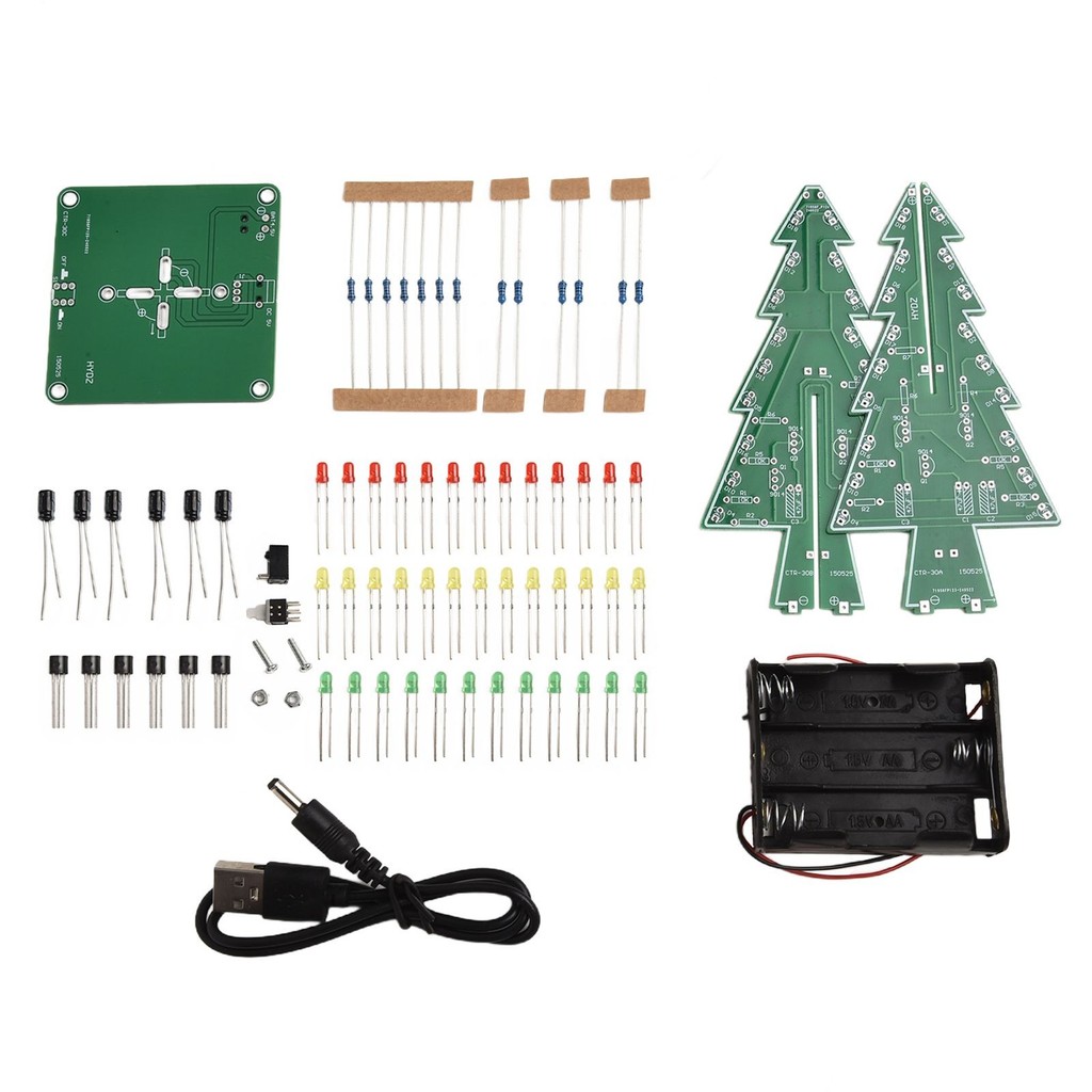 SUPER|DIY 3D LED Flash Circuit Kit Three-Dimensional Christmas Tree ...