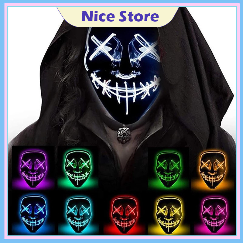 NICE Glowing Mask Stitched Light Up Halloween Mask The Purge Movie LED ...