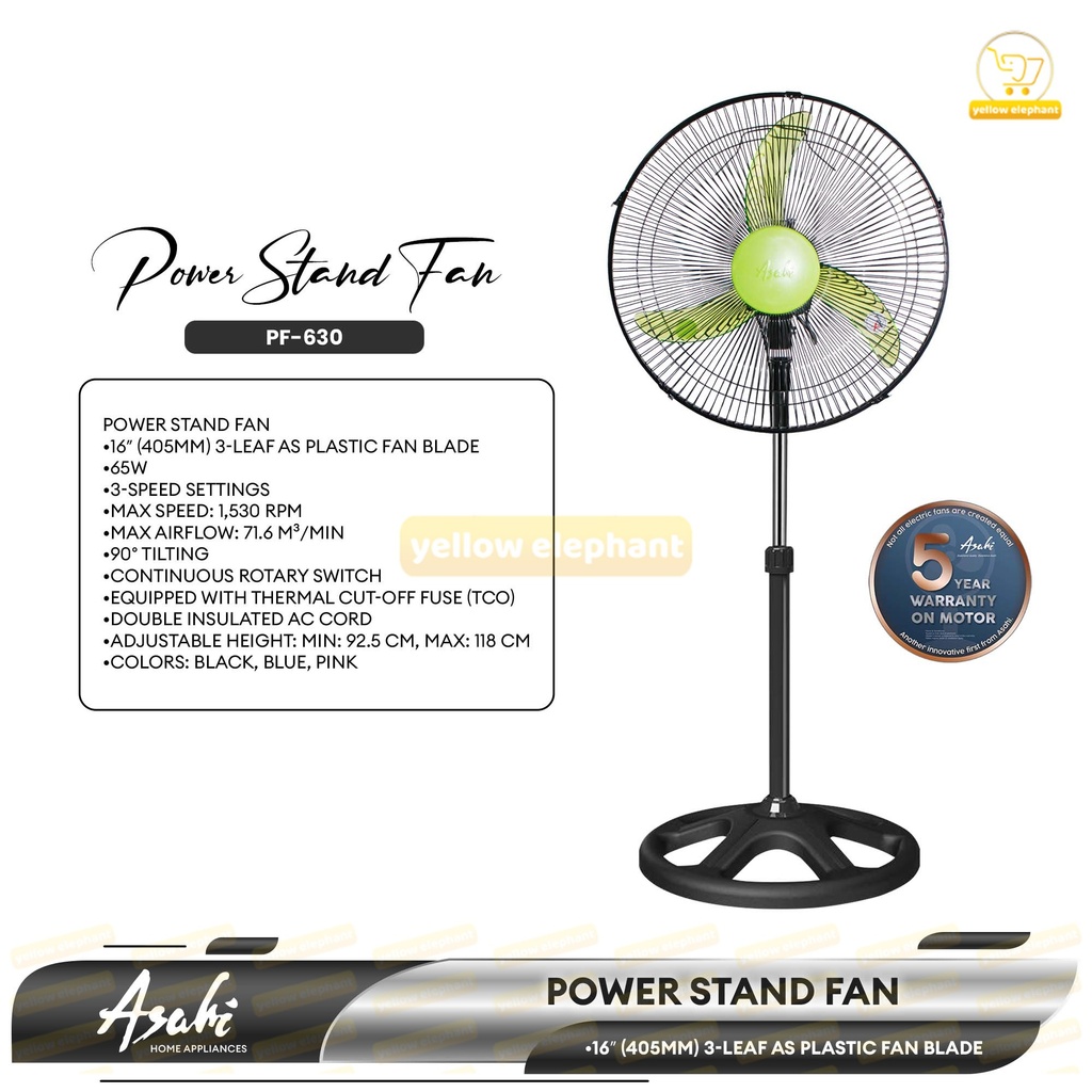 Asahi Standfan 16 inches (55W) - Yellow Elephant Everyday Low Price ...