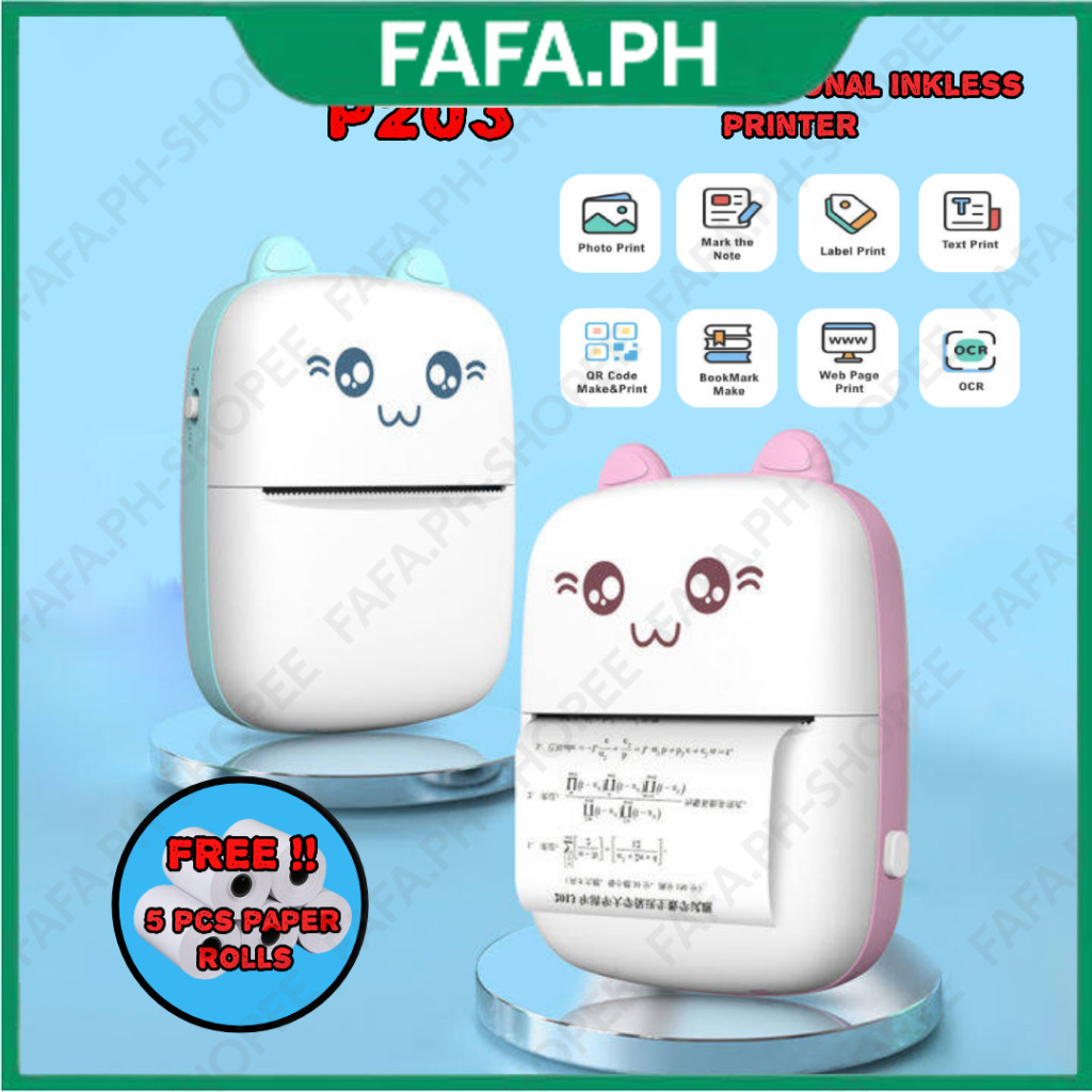 P203 Multi-Functional Mini Bluetooth Thermal Inkless Printer Photo ...