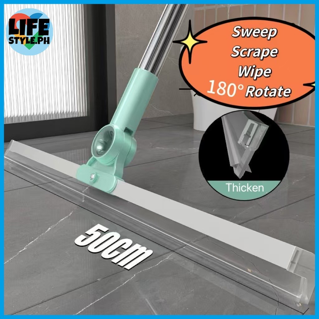 Floor & Window Professional 180° Rotatable Squeegee Scrubber Adjustable Long Handle,Shower ...