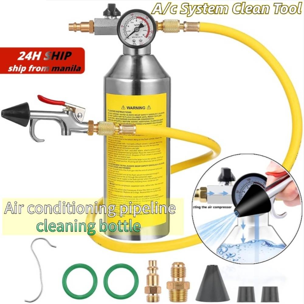 AC System Flush Kit Vehicle Car Air Conditioning Pipe Cleaning Bottle ...
