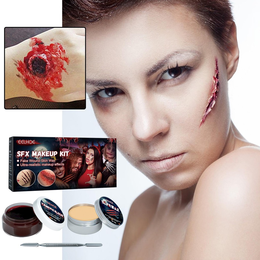 EELHOE Halloween Special Effects Makeup Set Fake Blood Gel Kit Styling ...