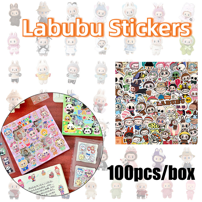 Cute Labubu Stickers 100pcs Waterproof DIY Sticker Labubu Decals Decor ...