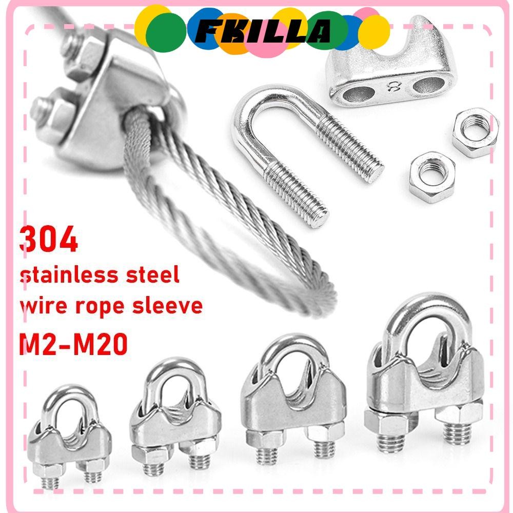 FKI 1Pc Wire Rope Sleeve, 304 Stainless Steel U Type Cable Clip ...