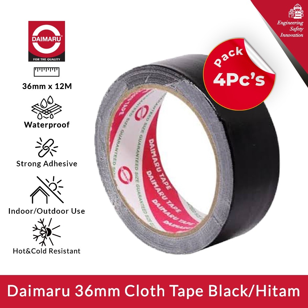 Daimaru Cloth Tape Black Cloth Tape 36mm x 12m / 1.5 Inch (4 Pcs ...