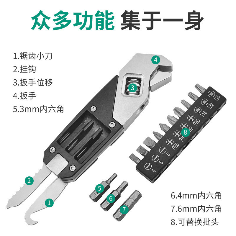 Foldable Hex Key Multi-Function Adjustable Stainless Steel Wrench with ...